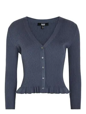 Paige Royce Frill Cotton-blend Cardigan - Navy