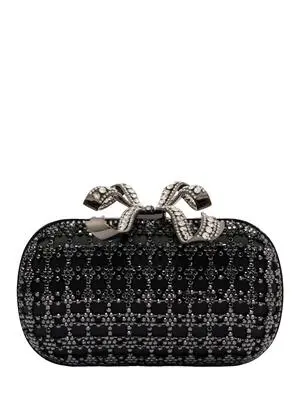 SELF-PORTRAIT Embellished Bow Clutch - Black