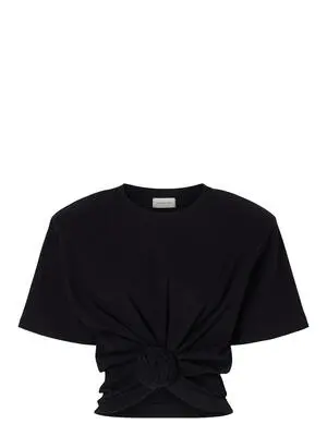 Magda Butrym Gathered Ribbed T-shirt - Black