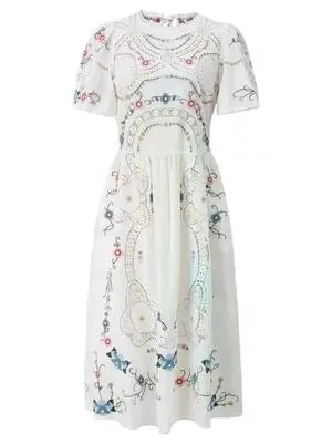 DREAM CATCHER Jules Floral-embroidered Broderie Anglaise Midi Dress - White