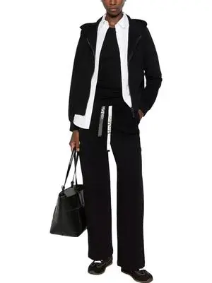 Max Mara Logo Embroidered Zip-up Hoodie - Black