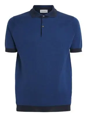 John Smedley Extra Fine Merino Jacquard Polo Shirt - Blue