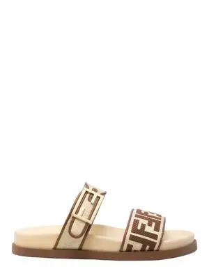 Fendi Ff Logo Buckle Sandals - Neutrals