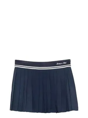 Sporty & Rich Abigail Pleated Skirt With Logo Embroidery - Blue