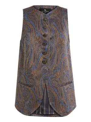 Etro Printed Cotton-blend Waistcoat - Blue