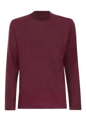Brunello Cucinelli Cotton Jersey Long-sleeve Mock-neck T-shirt - Red