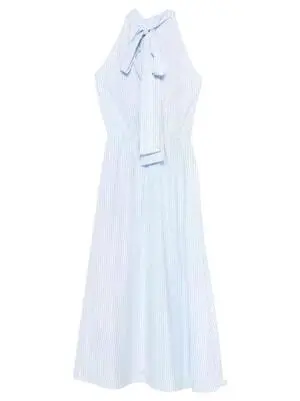 CRIDA MILANO Taormina Striped Halterneck Midi Dress - Blue