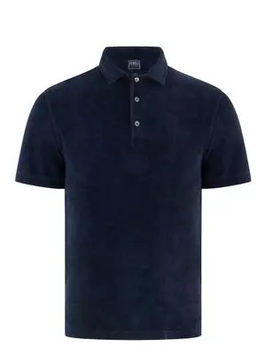 Fedeli Short-sleeve Terry-cloth Polo Shirt - Blue