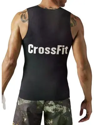 REEBOK Sleeveless Tank Top With Rear Print - Black
