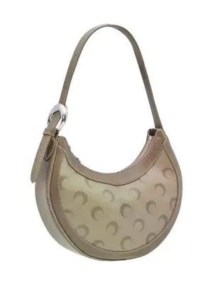 MARINE SERRE Faded-leather Moon Eclips Mini Bag - Neutrals
