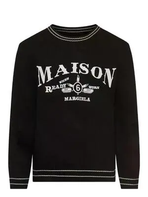 MAISON MARGIELA Wool-blend Jumper With Varsity Graphic - Black
