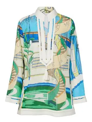 Tory Burch Tory Burch Printed Cotton Voile Tunic Multicoloured