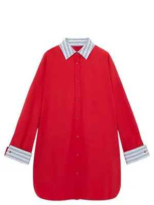 Loewe Stretch-cotton Midi Shirt Dress With Contrasting Trim - Red