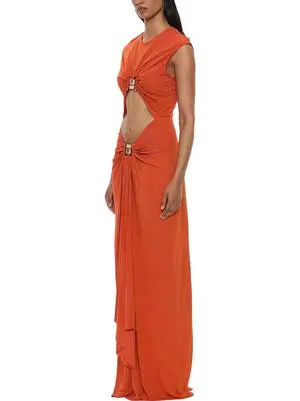 CHRISTOPHER ESBER Christopher Esber Bezel Quartz Cut-Out Long Dress