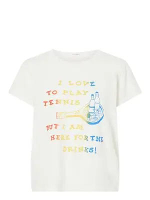 MOTHER The Boxy Goodie Goodie Printed Cotton-jersey T-shirt - White