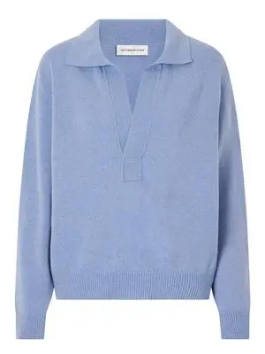 Victoria Beckham Genevieve Wool And Cashmere Polo Sweater - Blue