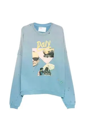 PALY Crew Neck Graphic Print Sweatshirt - Blue