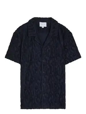 RAITH Fausto Flocked-pattern Terry Shirt - Navy