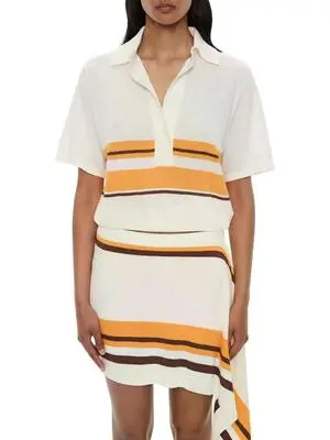 Christopher Esber Striped Knit Polo Shirt - Neutrals