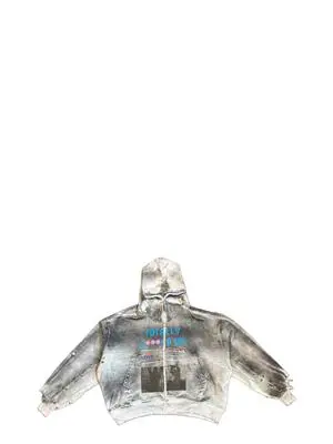 Astrum Distressed Graphic Print Hoodie - Grey
