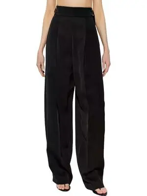 Sportmax Buckle-detail Wide-leg Trousers - Black