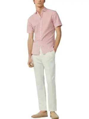 HACKETT LONDON Clay-print Short-sleeve Shirt - Red