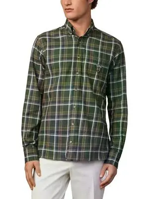 HACKETT LONDON Plaid Elbow-patch Shirt - Green