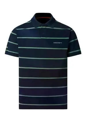 HACKETT LONDON Striped Short-sleeve Polo Shirt - Blue