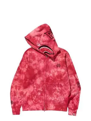 A BATHING APE Shark Tie-dye Full Zip Hoodie - Red