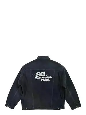 Balenciaga Icon Logo-print Denim Jacket - Grey