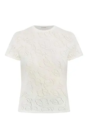 BY MALENE BIRGER Pointelle Knit T-shirt - Neutrals