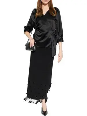 BY MALENE BIRGER Satin-effect Wrap Blouse - Black
