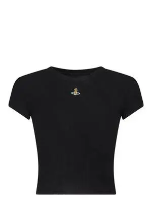 VIVIENNE WESTWOOD Baby Peru Orb-embroidered Ribbed T-shirt - Black