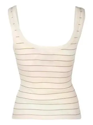 Citizens Of Humanity Faye Striped Ribbed Knit Square Neck Tank Top - Neutrals