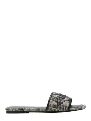 Furla Brezza Monogram Flat Sandals - Black