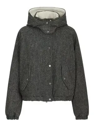 Brunello Cucinelli Padded Tweed Hooded Jacket - Grey