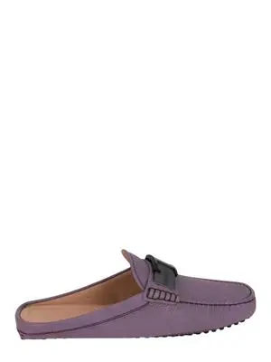 TOD'S T Timeless Pebbled Leather Mules - Purple