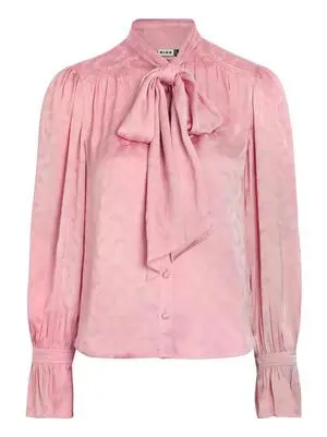 Rixo Pussy-bow Blouse With Floral Jacquard Effect - Pink