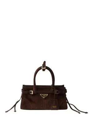 Prada Prada Bonnie Suede Mini Handbag Dark Brown