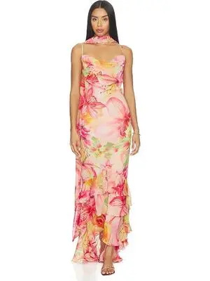 Rococo Sand Cowl Maxi Dress With Sash In . Also - Pink