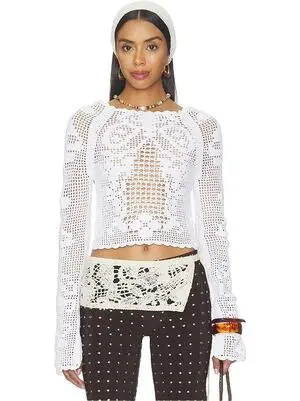 KETTEL ATELIER Talia Crochet Blouse - White