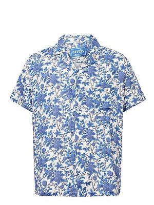 ARRELS BARCELONA Marmais Floral-print Woven Shirt - Blue