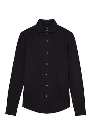 REISS Dasilva Long-sleeve Cotton-piqué Shirt - Navy