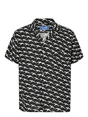 ARRELS BARCELONA Birds Graphic-print Woven Shirt - Black