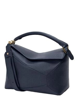 Loewe Puzzle Edge Medium Leather Top-handle Bag - Deep Navy