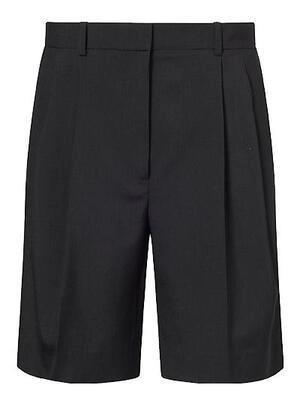 Khaite Pleated Wool Shorts - Black