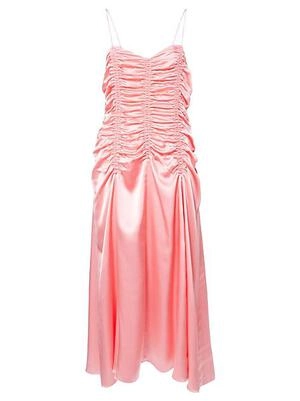 Khaite Raina Ruched Midi Dress - Azalea