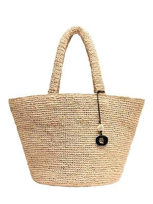 Whistles Charm Straw Tote Bag - Cream
