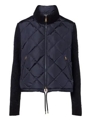 Moncler Down-paneled Cotton-blend Cardigan - Blue