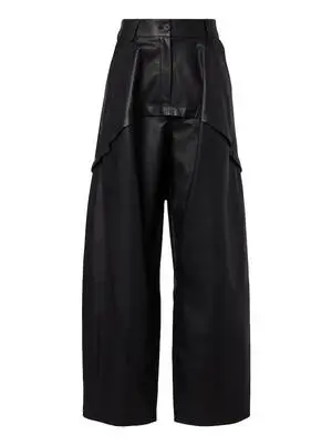 Loewe Paneled Wide-leg Leather Trousers - Black